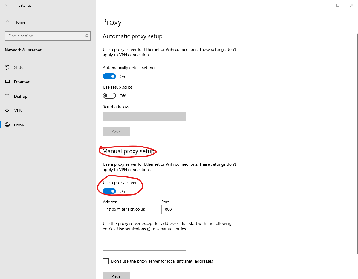Turning the Proxy on/off - Advanced IT Services